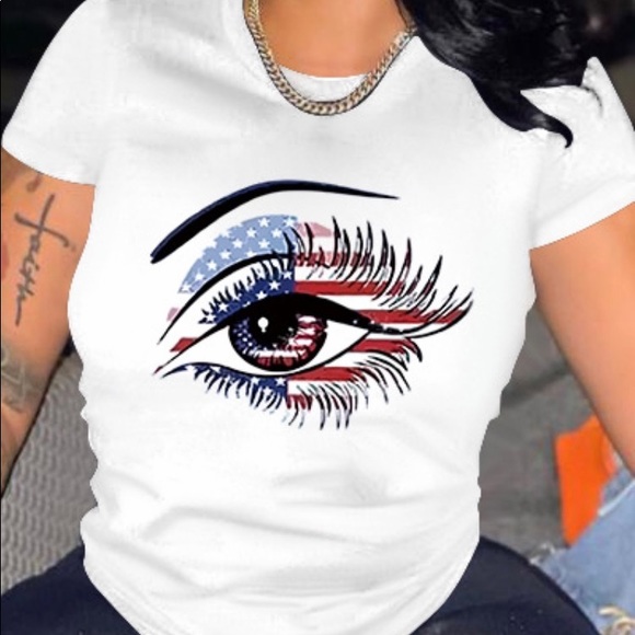 Tops | Patriotic Eye Graphic Tee | Poshmark